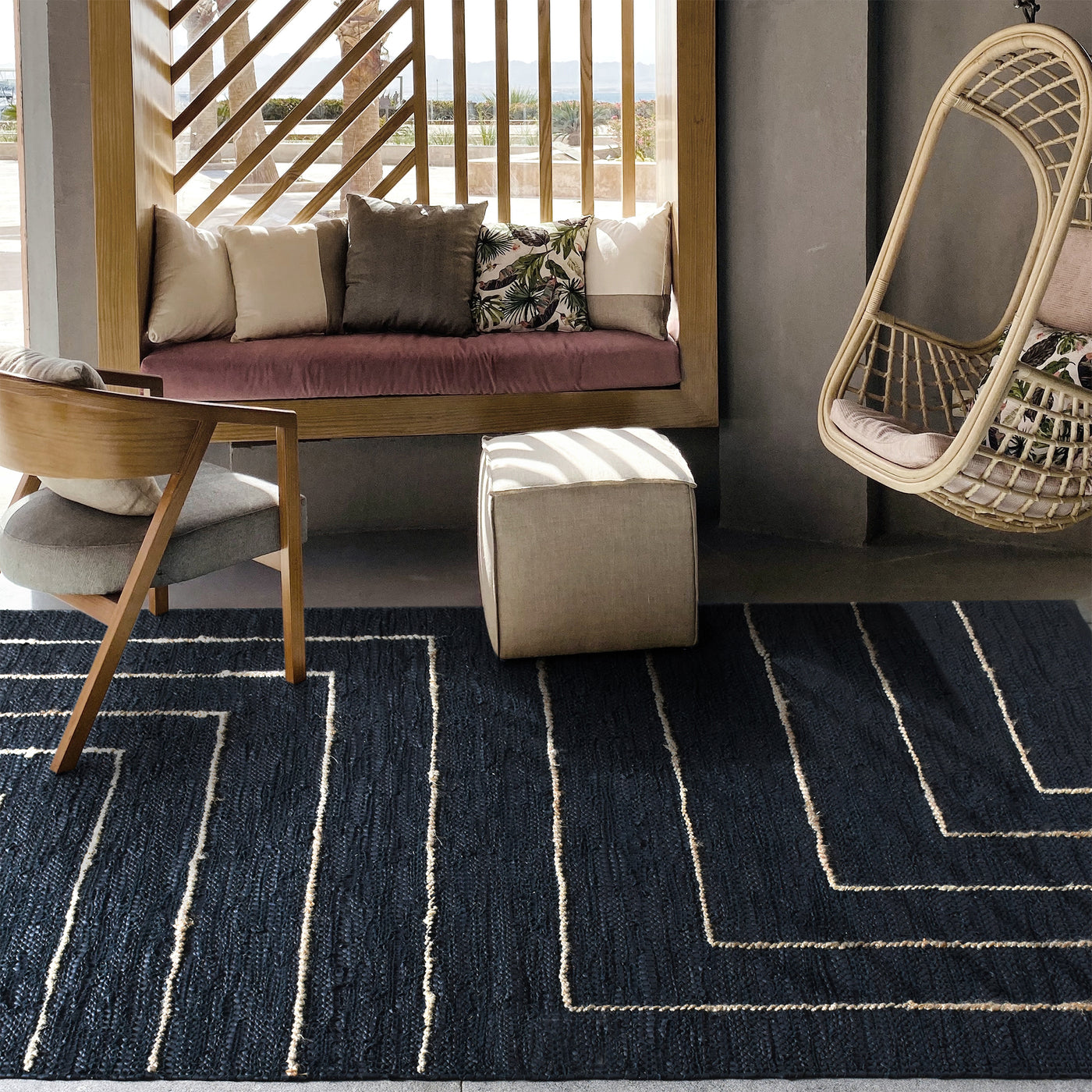 BASKIN RUG - LEATHER/ HEMP – The Rug Republic