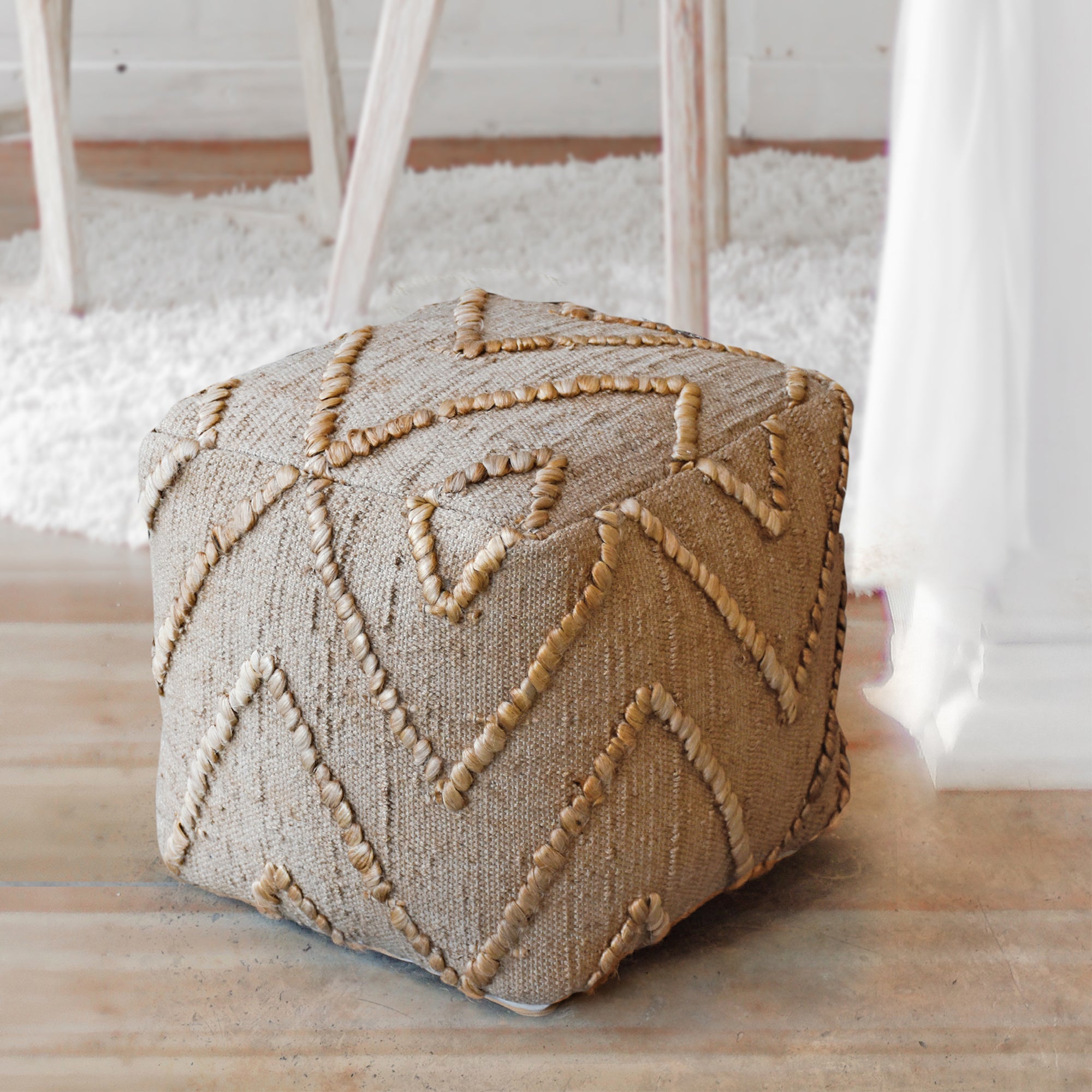 GAVEL POUF - HEMP – The Rug Republic